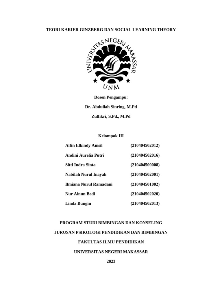 Makalah Kelompok 3 Teori Karier Ginzberg Dan Social Learning Theory | PDF