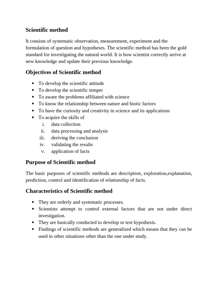Objectives of Scientific Method | PDF