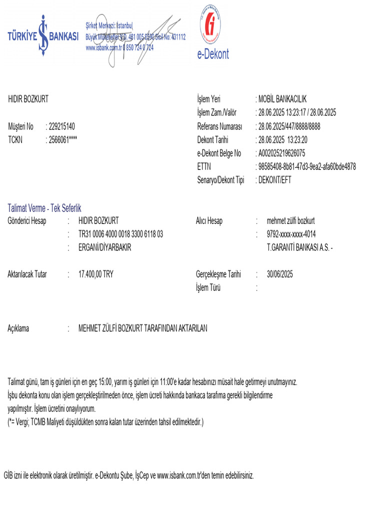 Dekont 25062813231728 06 2025 13 23 25 | PDF