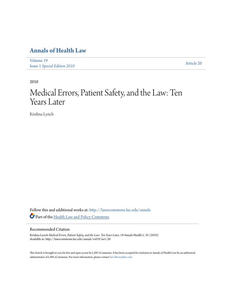 Medical Errors and Patient Safety Update | PDF | Patient Safety ...