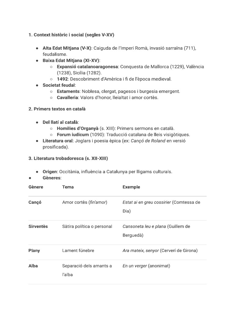 Resum Catala Trimestral 3 | PDF