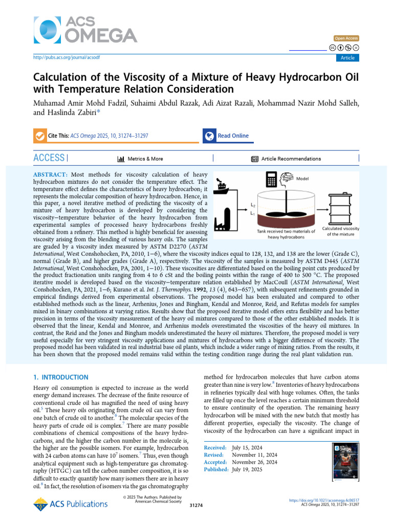 Viscosity Calculation of Heavy Hydrocarbons | PDF | Viscosity | Petroleum