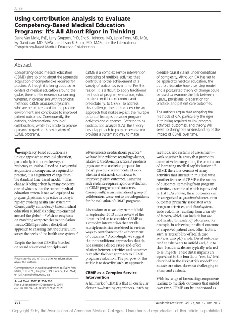 Using Contribution Analysis To Evaluate.29 | PDF | Program Evaluation | Learning