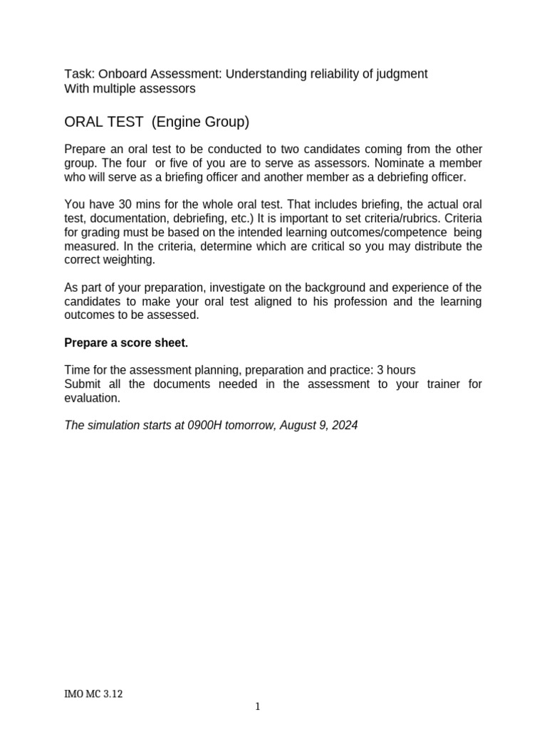 Oral and Practical Test Guidelines | PDF