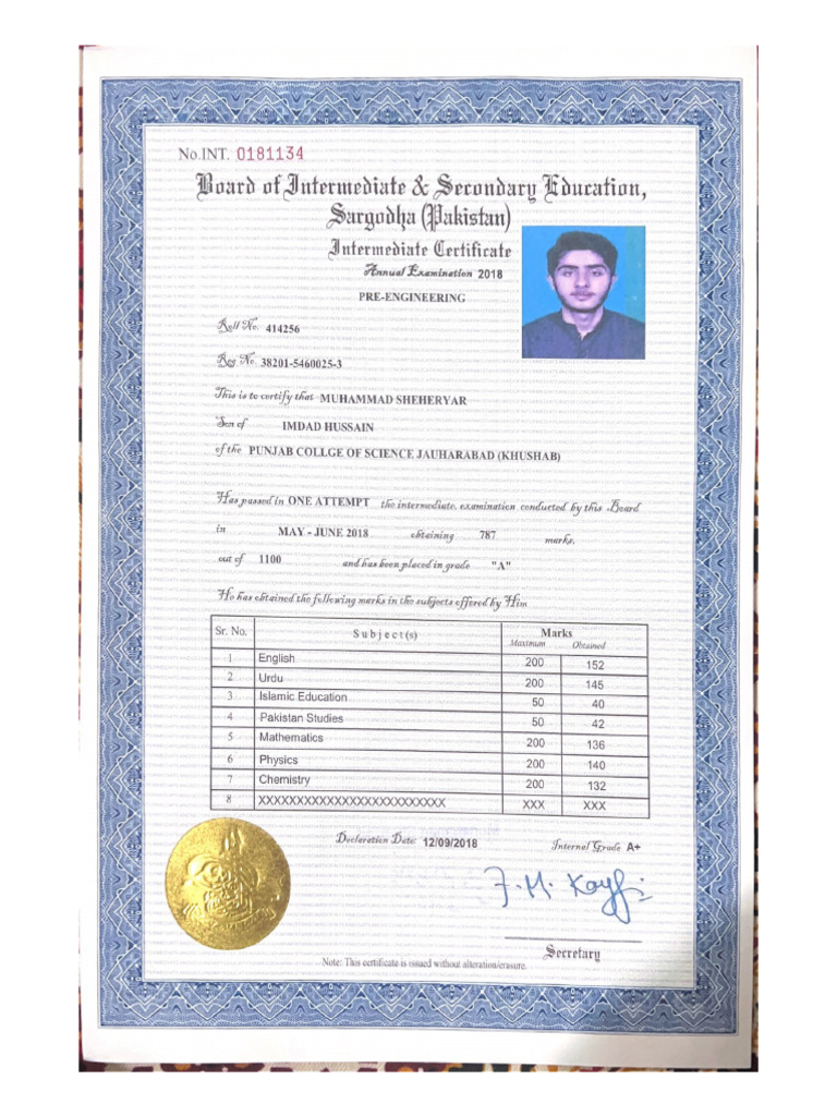 Intermediate Certificate | PDF