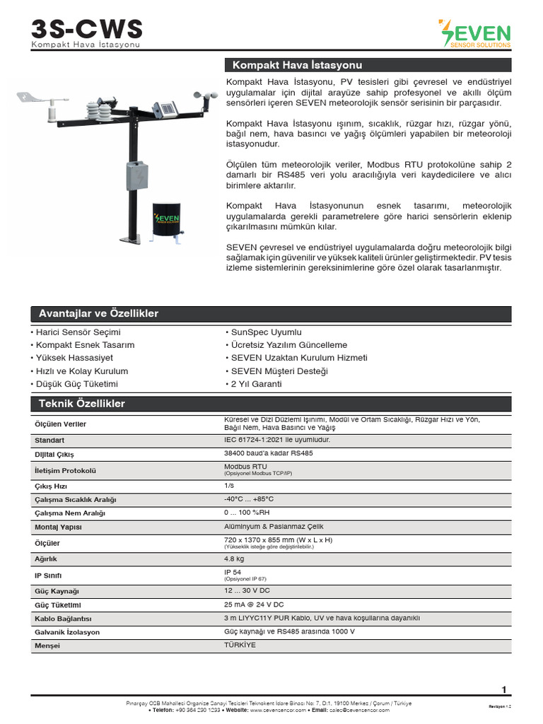 3S-CWS-Kompakt Hava Istasyonu | PDF