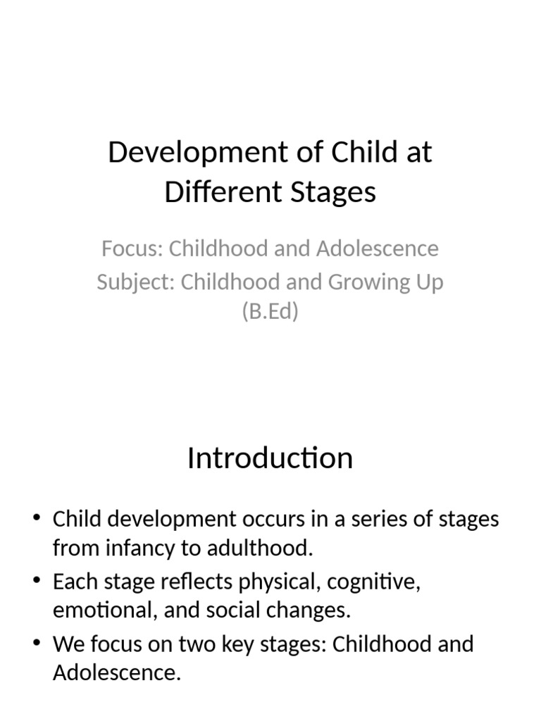Child Development Stages: Childhood & Adolescence | PDF