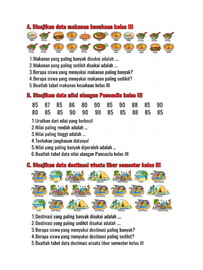 Soal Penyajian Data Kelas 3 | PDF