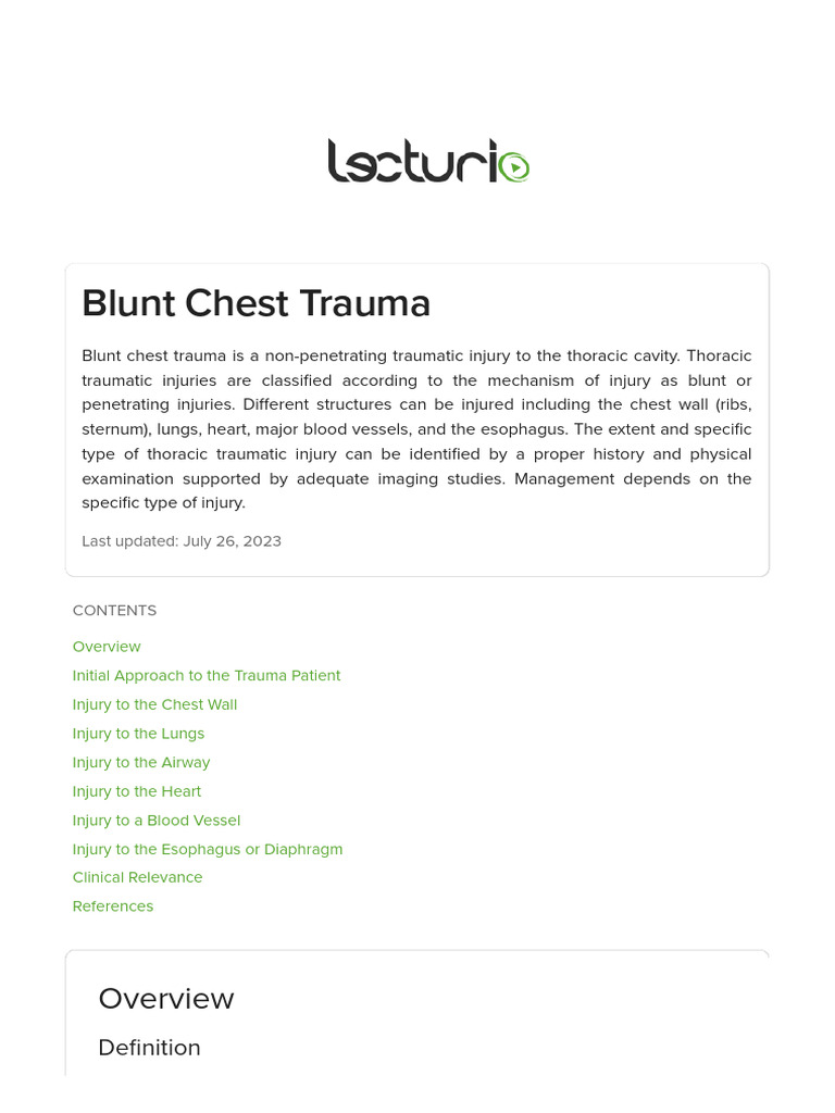 Understanding Blunt Chest Trauma | PDF | Thorax | Major Trauma