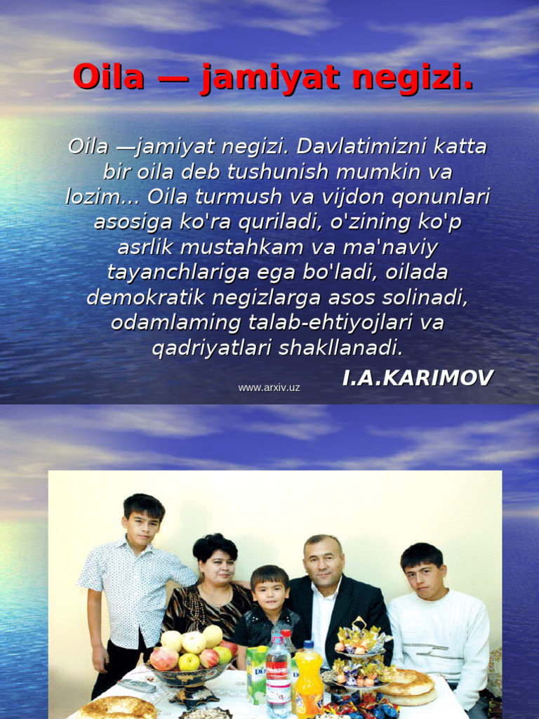 Oila - Jamiyat Negizi. | PDF