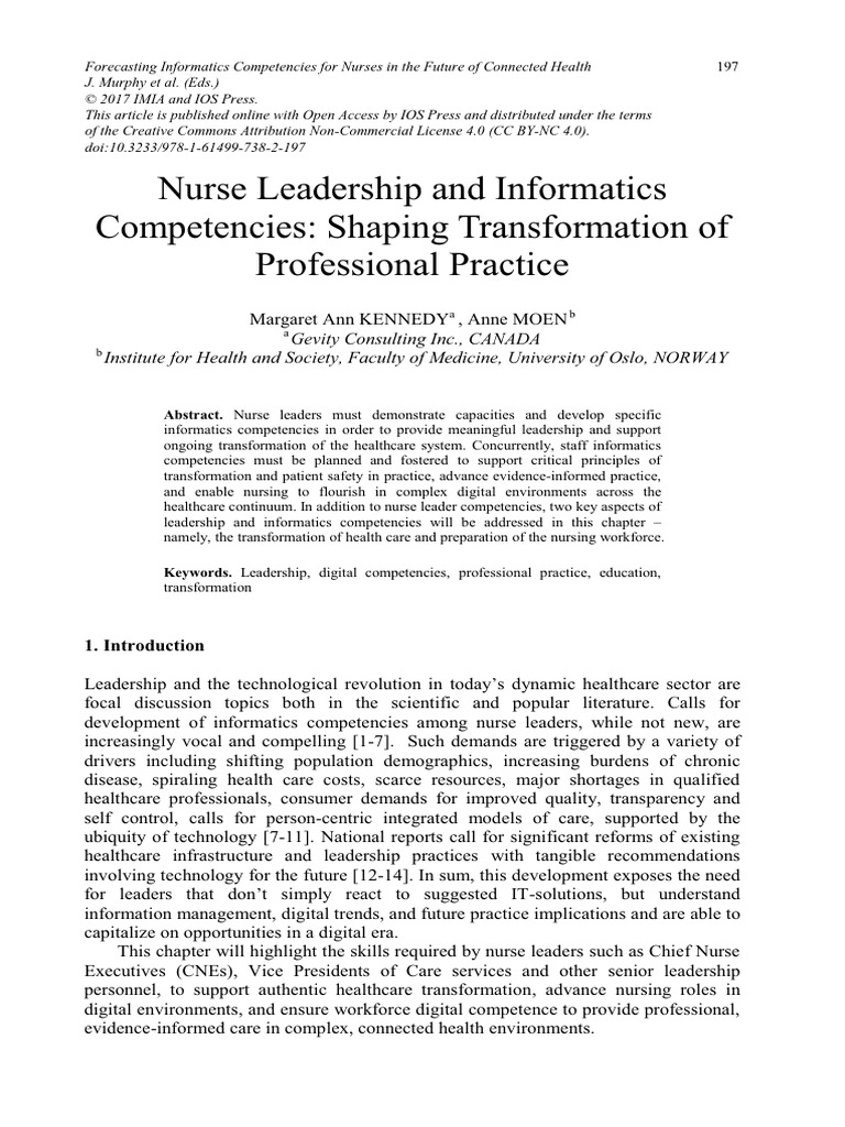 2017 Nurse Leadership and Informatics Competencies - Shaping ...