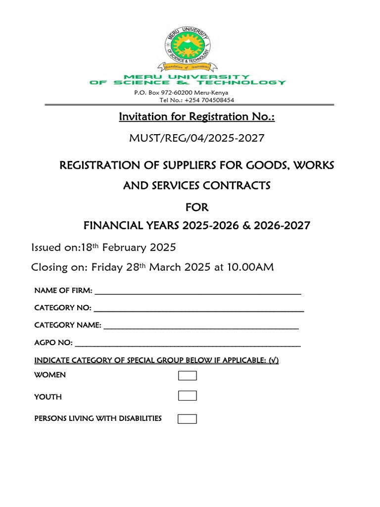 Final MUST Reg.of Suppliers FY2025 2027 | PDF