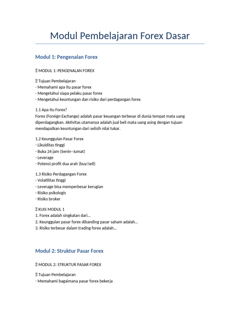Panduan Dasar Forex untuk Pemula | PDF