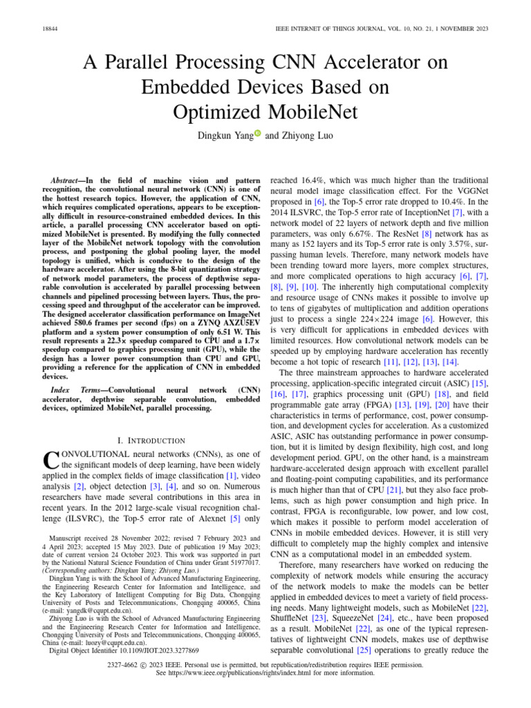 A Parallel Processing CNN Accelerator On Embedded Devices Based On ...