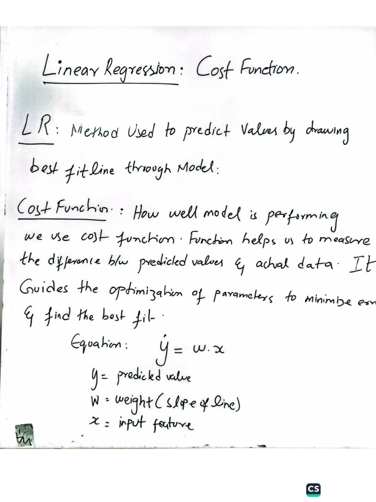 Week 16 Cost Function Linear Regression | PDF