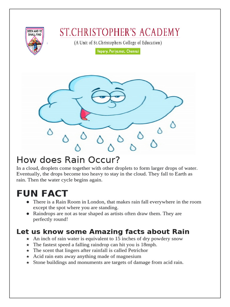 GRADE 4 TO 7 - Quiz ON RAIN | PDF | Rain | Tropical Cyclones