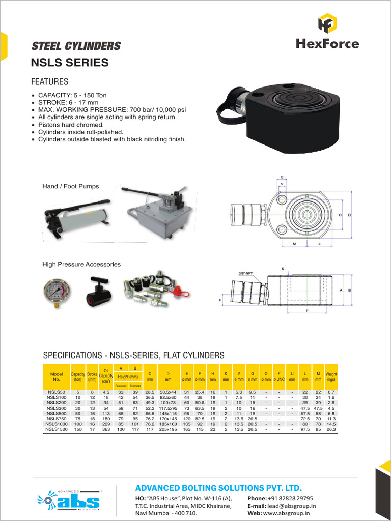 ABS HexForce Steel NSLS SERIES Datasheet | PDF | Vehicle Technology | Machines