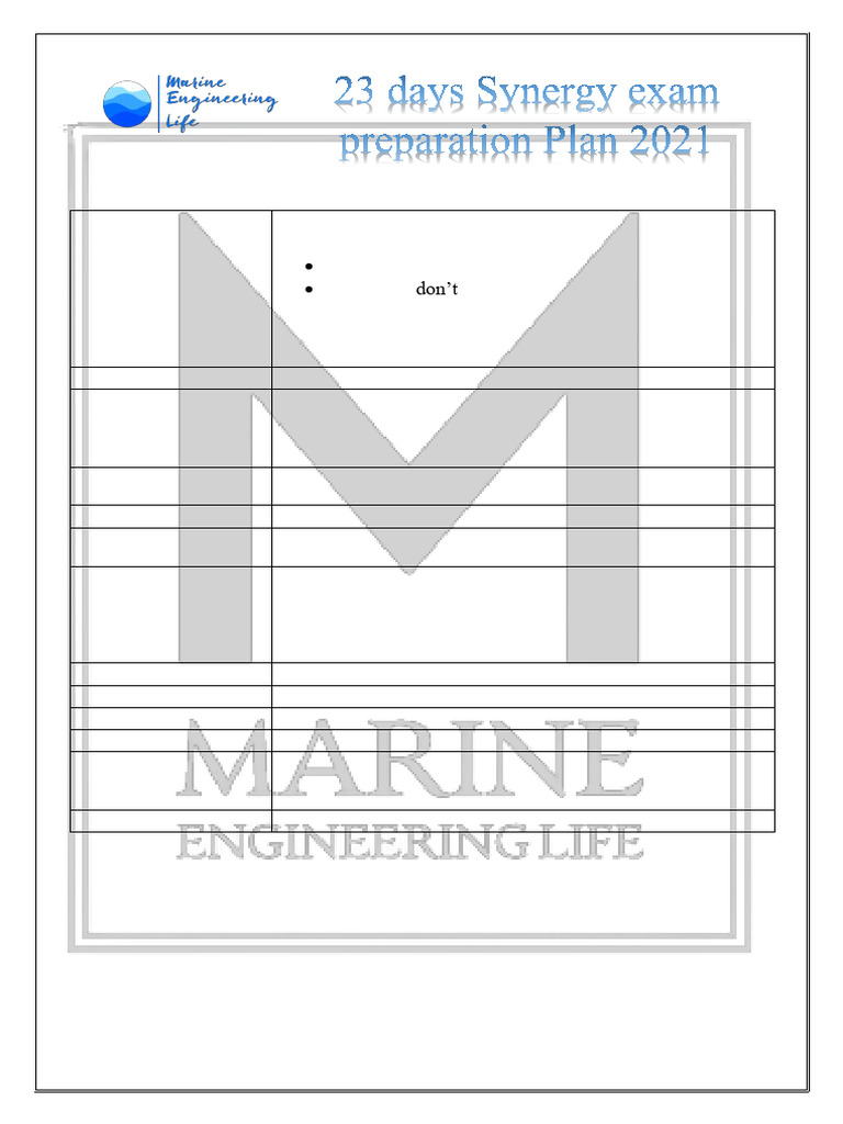 Synergy Exam Prep Plan 2021 | PDF