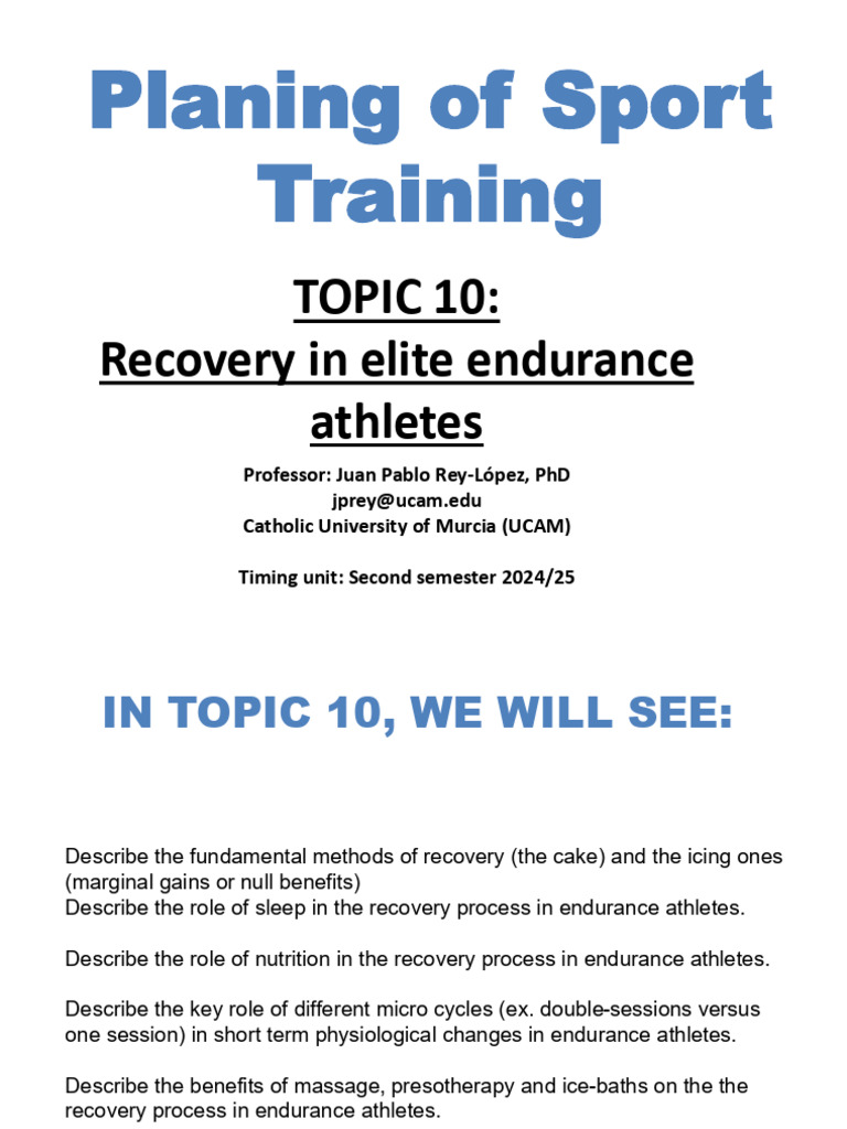 Topic 10. Recovery in Elite Endurance Athletes | PDF | Sleep | Proteins