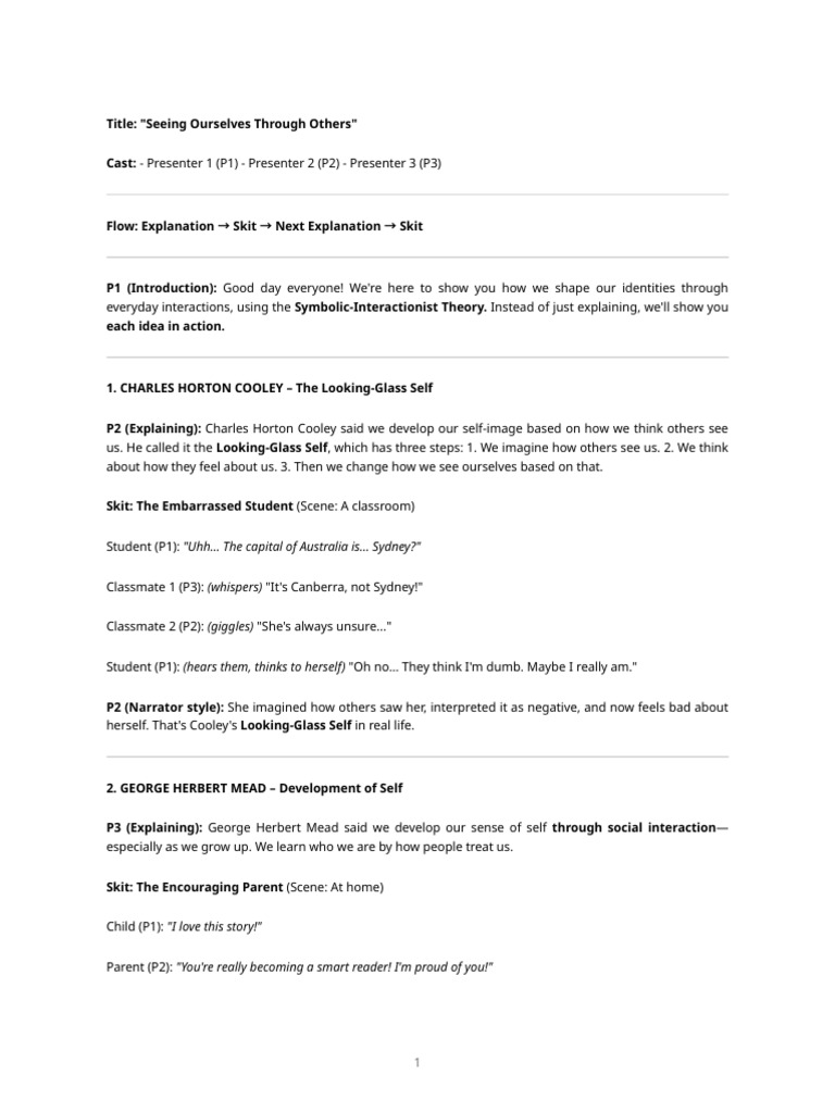 Symbolic Interaction Script | PDF | Psychological Concepts ...