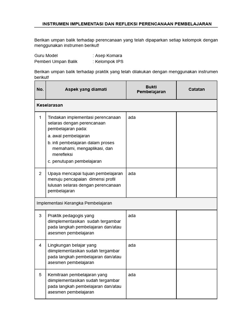 Umpan Balik Untuk Mapel IPA | PDF
