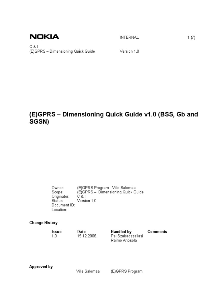 (E) GPRS - Dimension Ing Quick Guide (BSS, GB and SGSN) v1.0 | PDF