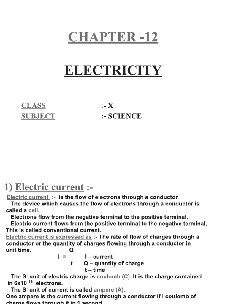 Electricity Class 10 PDF | PDF