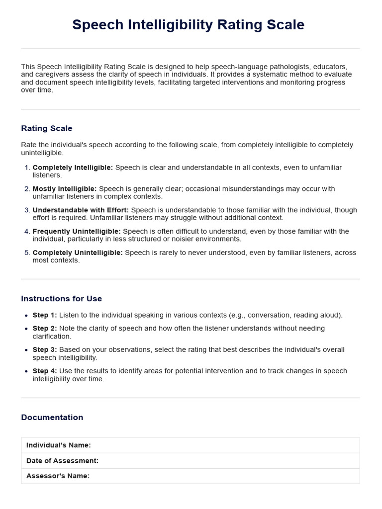 Speech Intelligibility Rating Scale | PDF