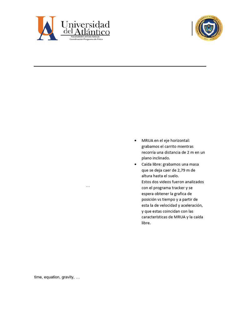 Informe MRUA | PDF | Cinemática | Gravedad