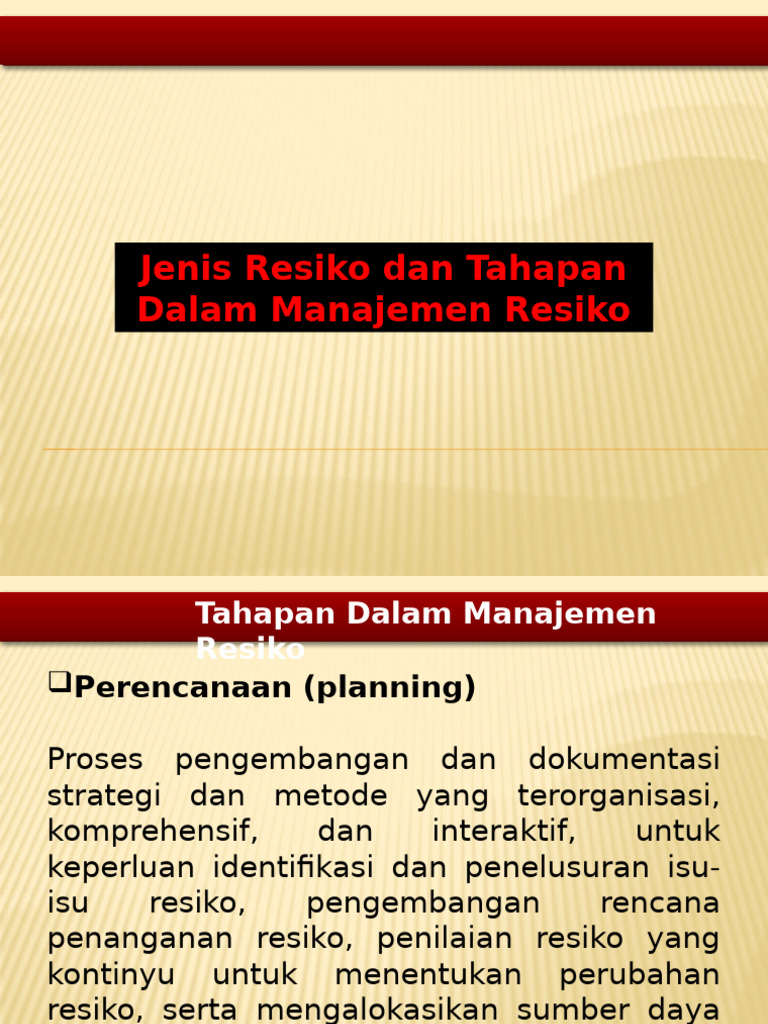 Jenis Resiko Dan Tahapan Dalam Manajemen Resiko-MGG 2 | PDF