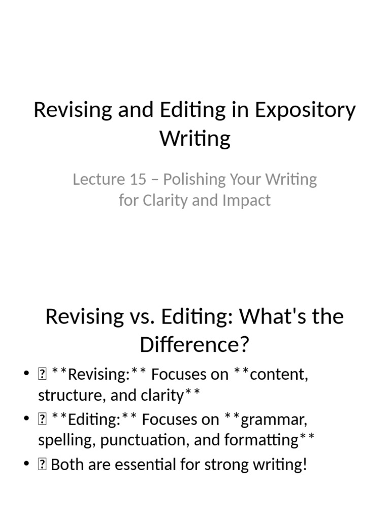 Revising and Editing in Expository Writing | PDF