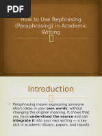 Mastering Paraphrasing for RRL Writing | PDF | Plagiarism | Citation