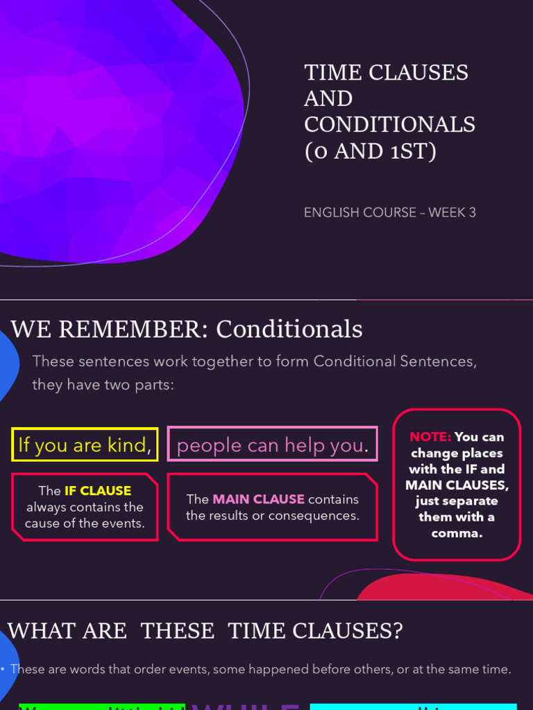 Time Clauses and Conditionals Explained | PDF