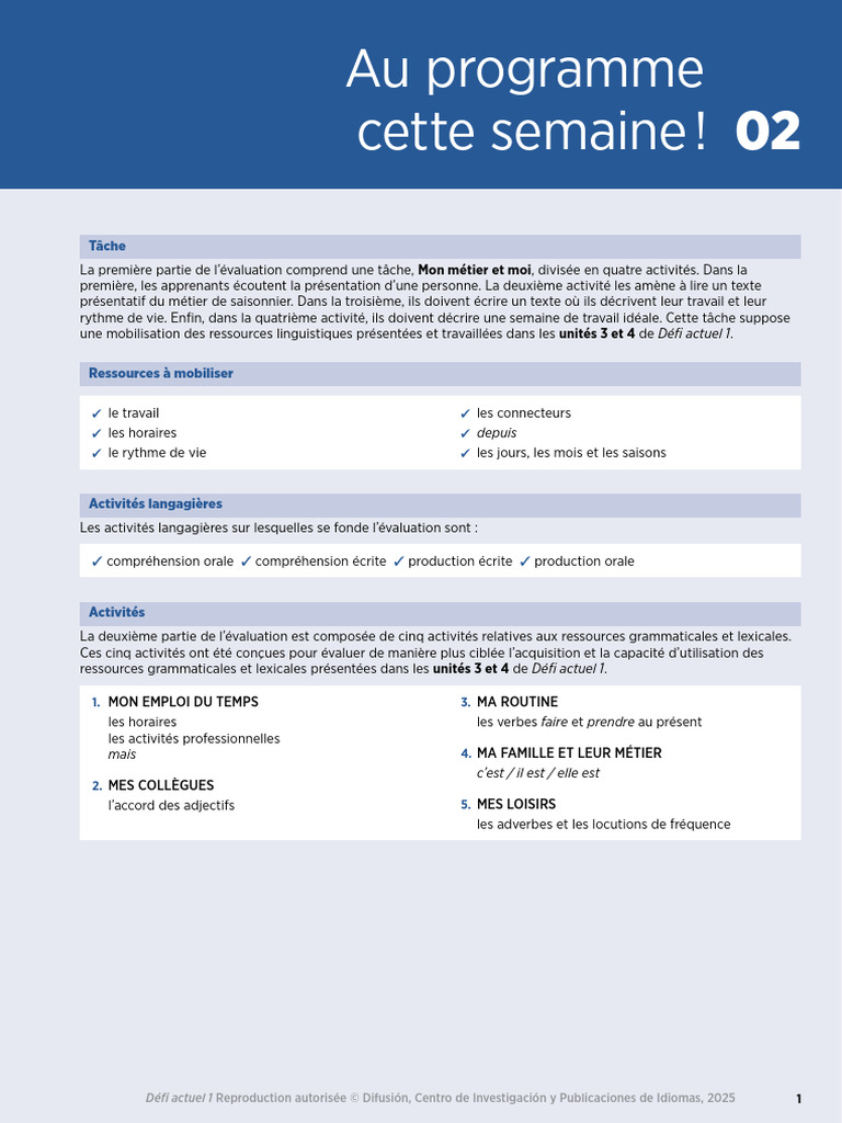 Défi actuel 1 : Mon métier et moi | PDF | Linguistique | Grammaire
