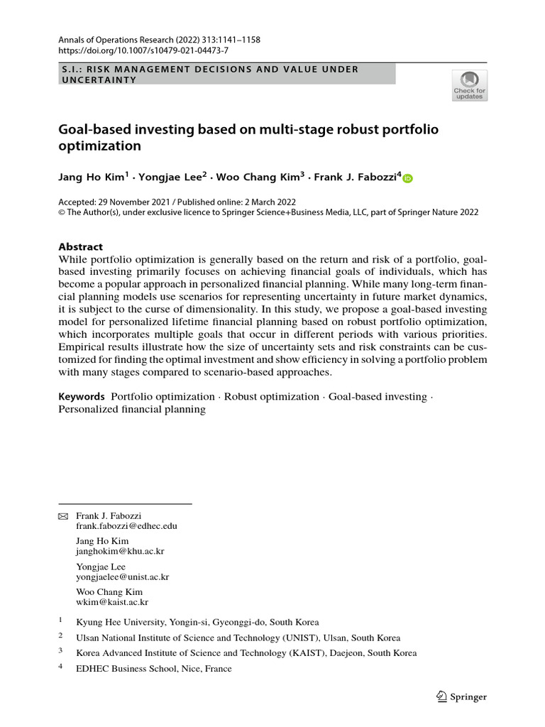 Goal-Based Investing Based On Multi-Stage Robust Portfolio Optimization ...
