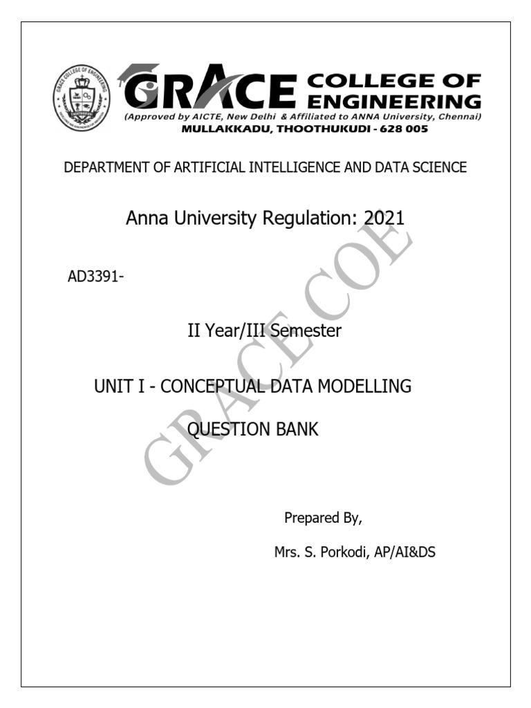 III Ai-Ds Ad3391 DDM QB Unit1 | PDF | Databases | Database Design