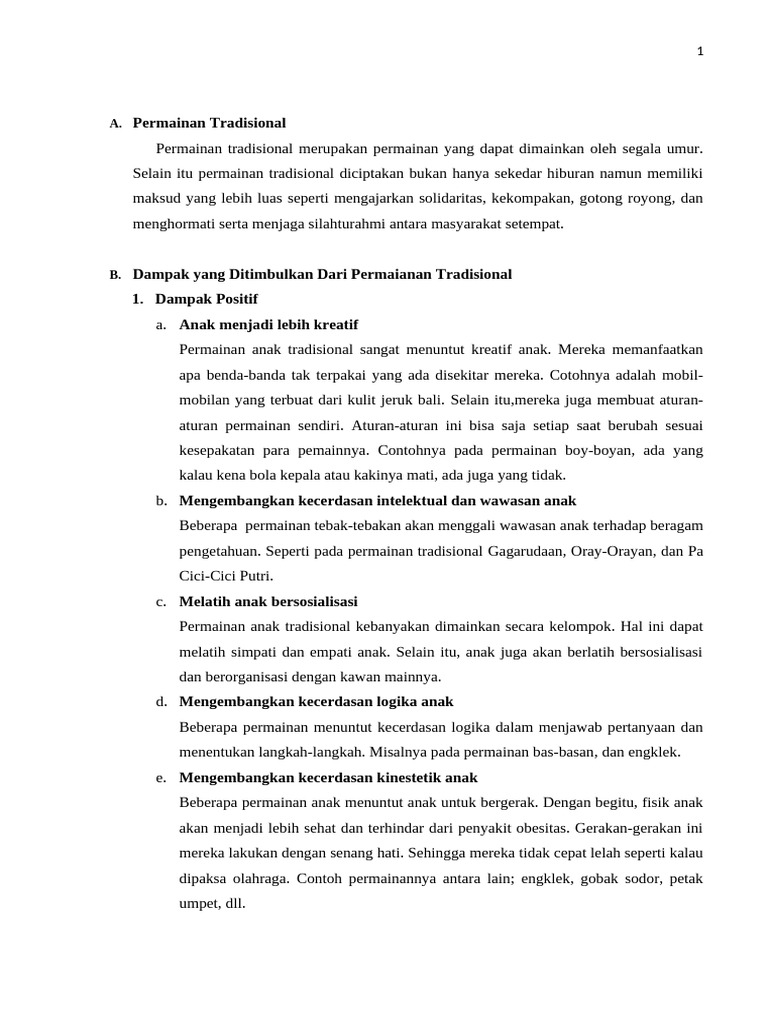 Permainan Tradisional Versus Permainan M | PDF