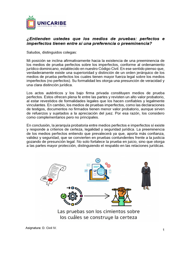 Medios de Pruebas Perfectos e Imperfectos | PDF