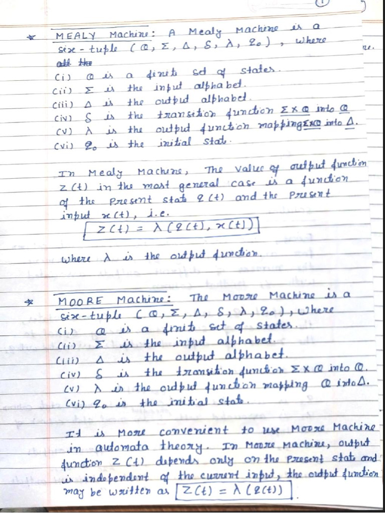 Moore Machine & Mealy Machine (TOC) | PDF