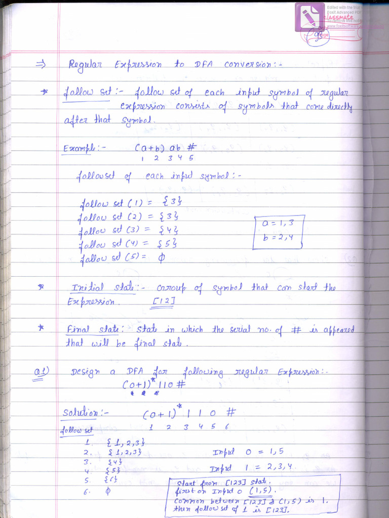 Regular Expression To DFA (TOC) | PDF
