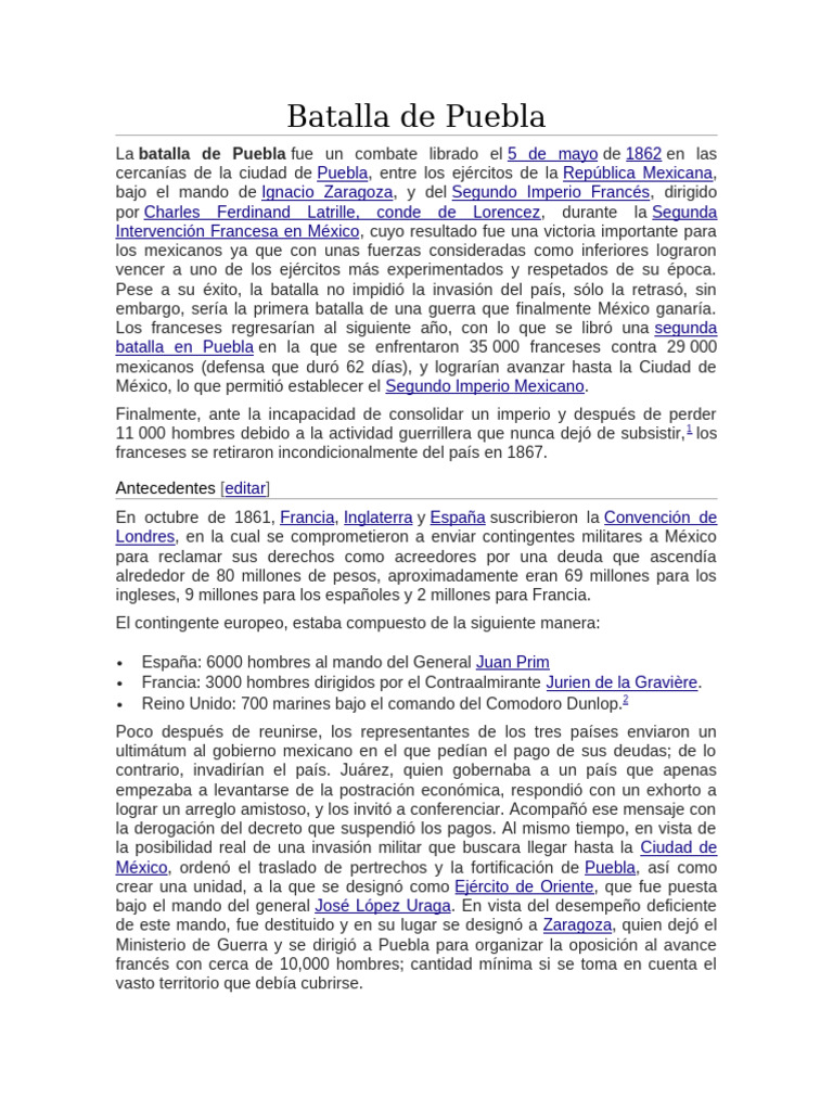 Batalla de Puebla: Victoria Mexicana 1862 | PDF | Militar