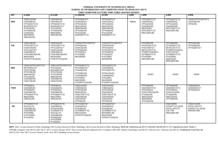 SICT_Timetable_2024_2025_1st_Semester[1] | PDF