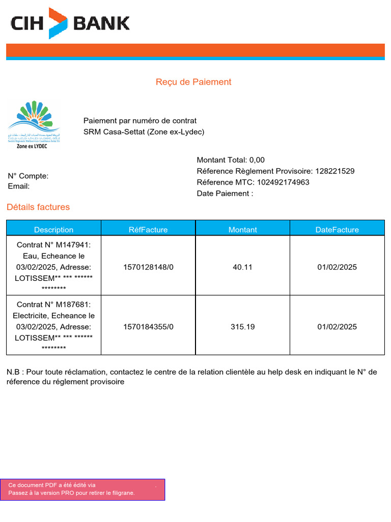 Paiement en ligne des factures Lydec | PDF