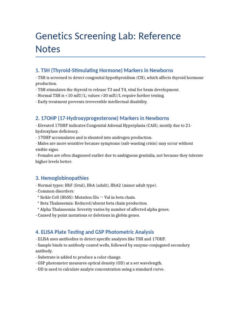 Newborn Screening for CAH and TSH | PDF