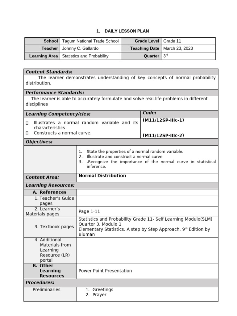 STST Normal Distribution Lesson 1 | PDF | Normal Distribution ...