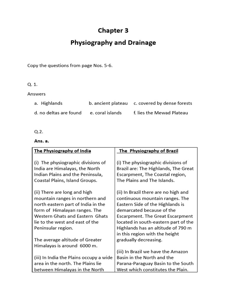 Physiography and Drainage: India vs Brazil | PDF | River | Coast
