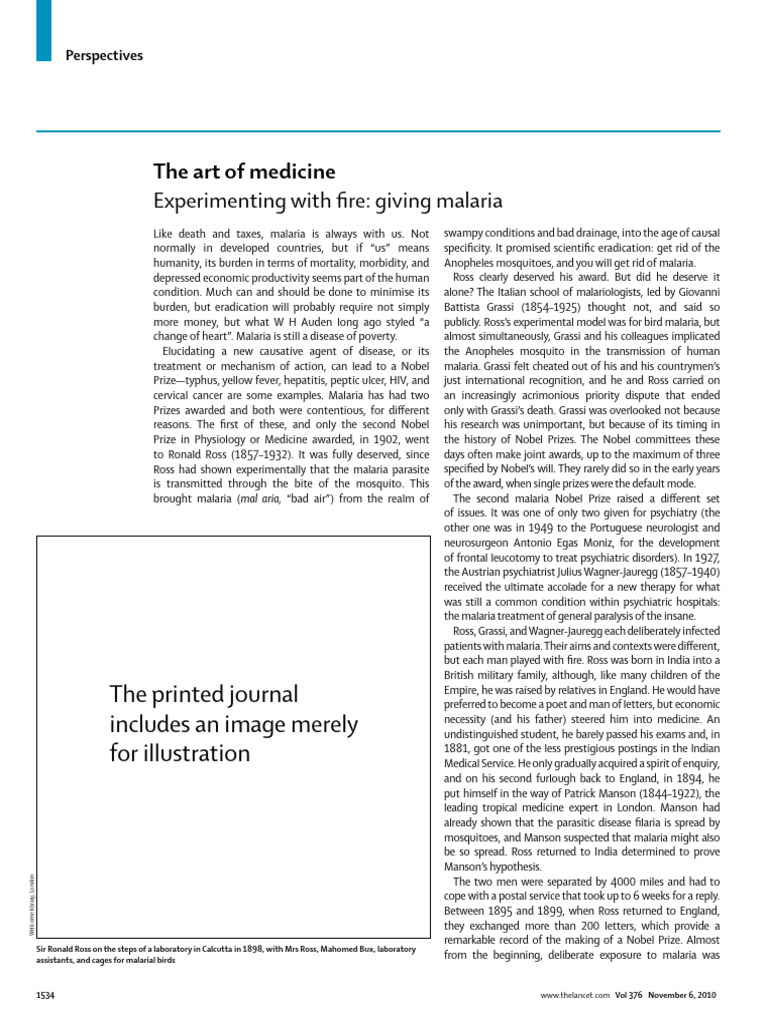 Experimenting With Fire Giving Malaria Lancet | PDF | Malaria | Psychiatry