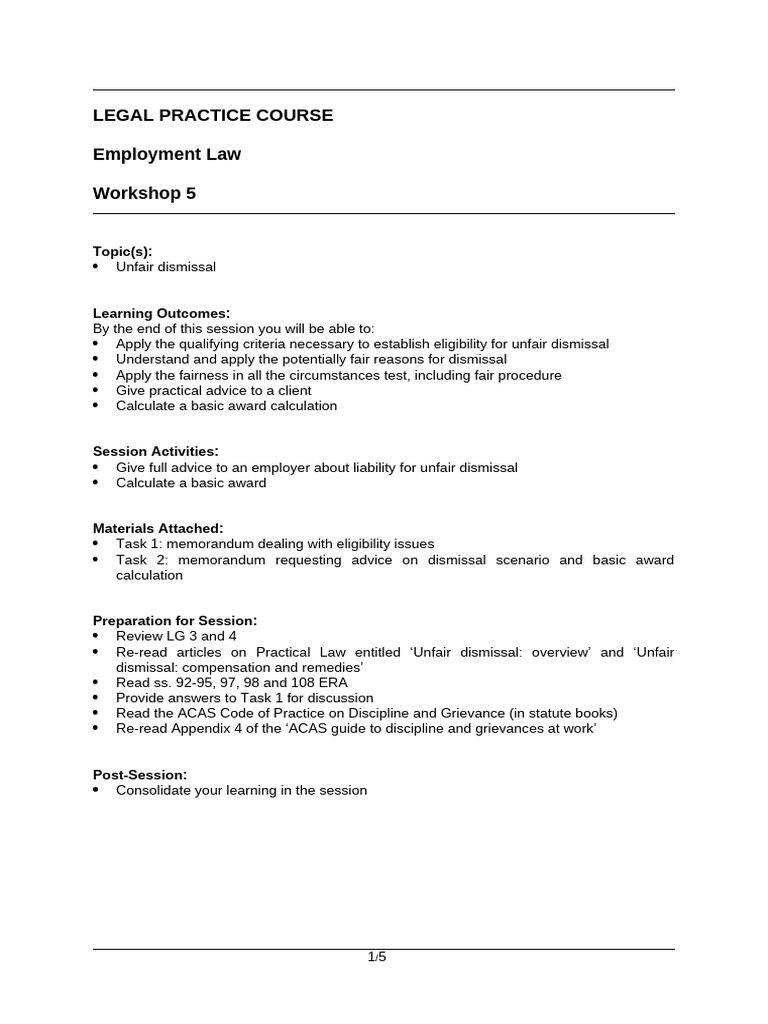 Employment WS5 | PDF | Business | Justice