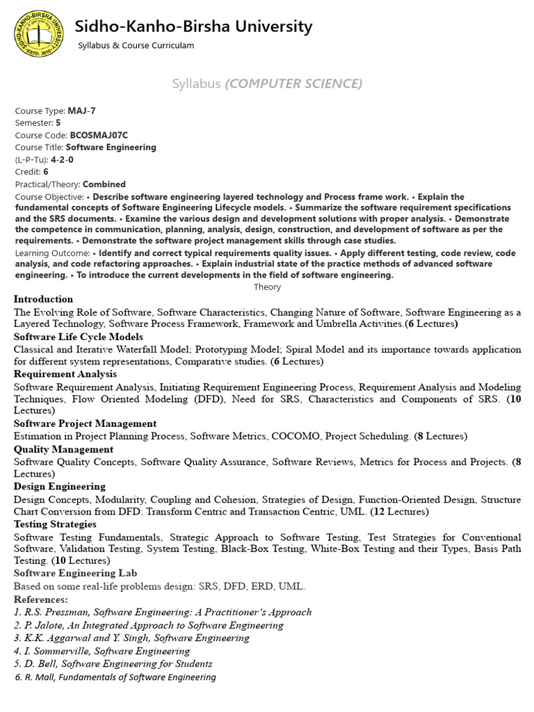 S-W Engineering Syllabus | PDF | Software Development Process | Software