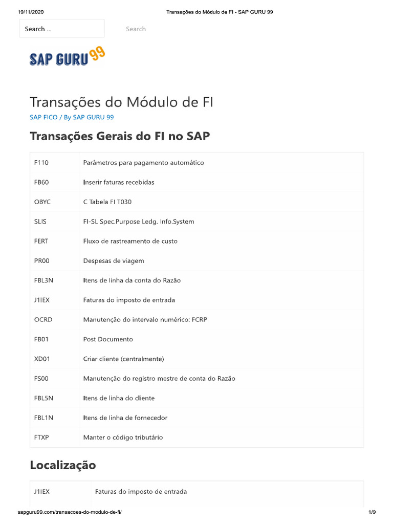 Tcode- Modulo Fi | PDF